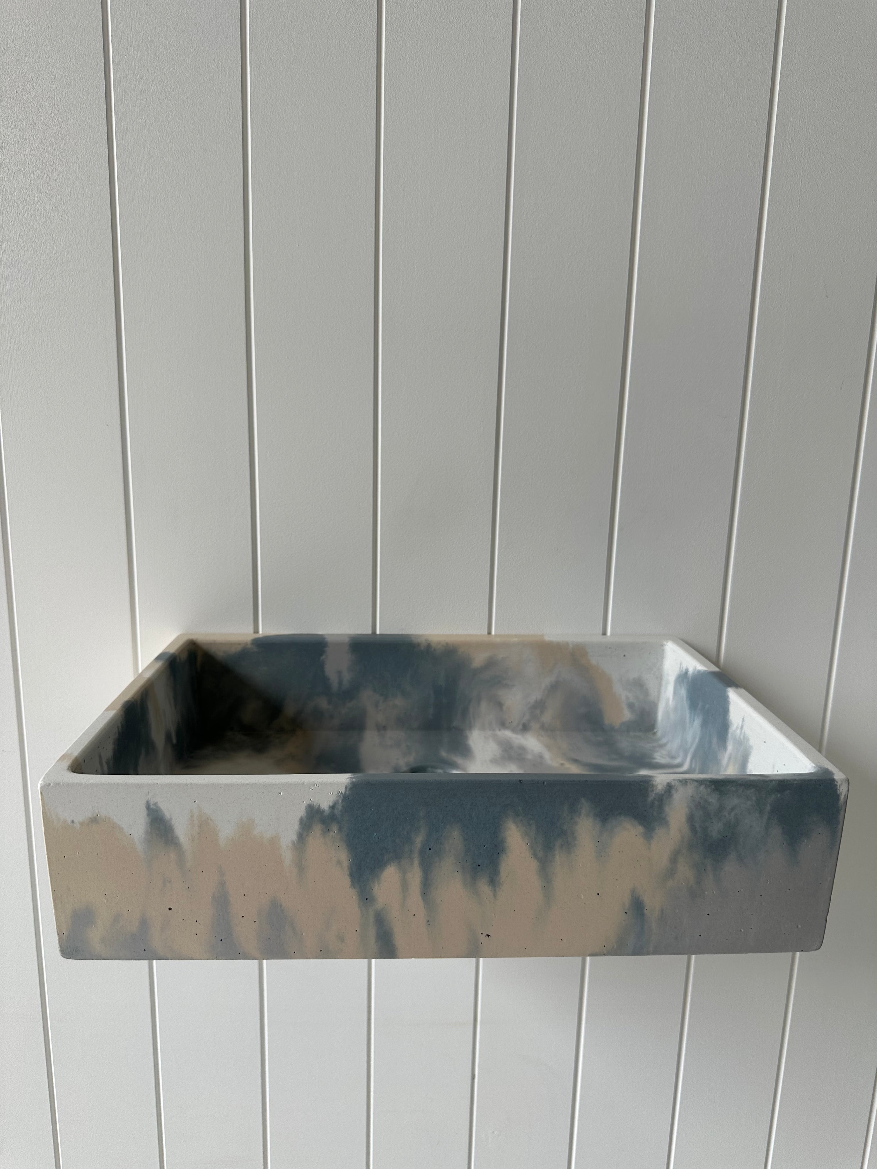 Baby Rectangle Concrete Vessel in Mottled Colours – New Form Concreting