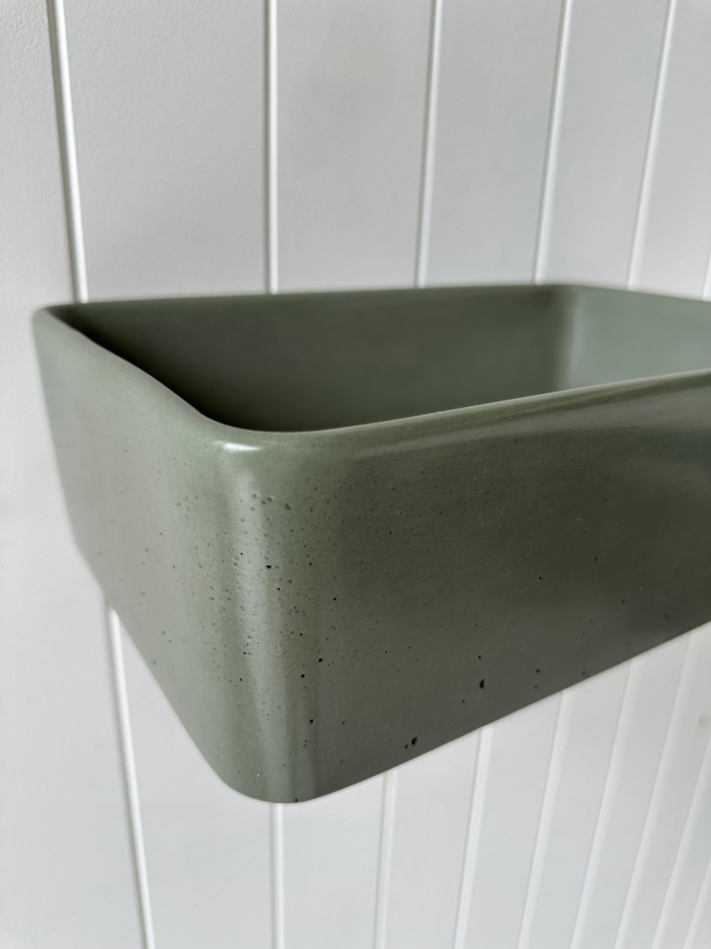 Mini Rectangle Concrete Vessel Basin in Moss – New Form Concreting